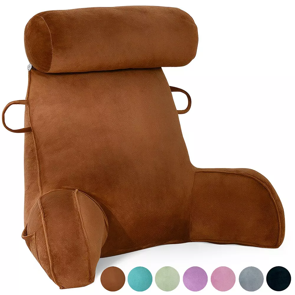 TOPCHANCES Backrest Reading Pillow, Bed Rest Pillow with Side Pocket ...