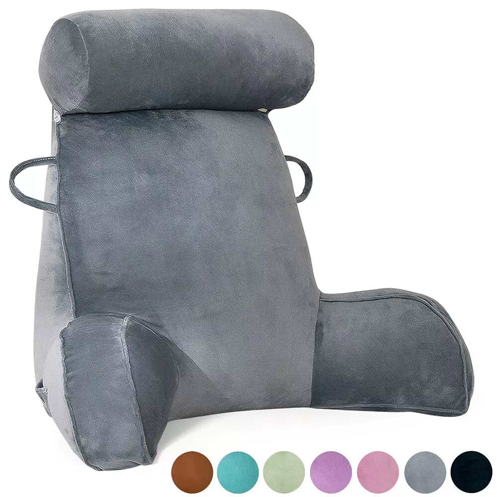 TOPCHANCES Backrest Reading Pillow, Bed Rest Pillow with Side Pocket ...
