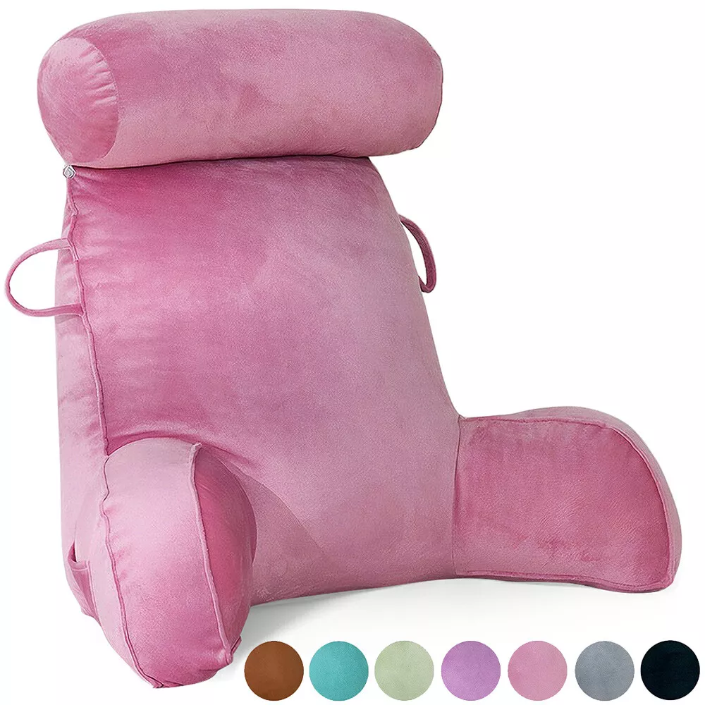 TOPCHANCES Backrest Reading Pillow, Bed Rest Pillow with Side Pocket ...