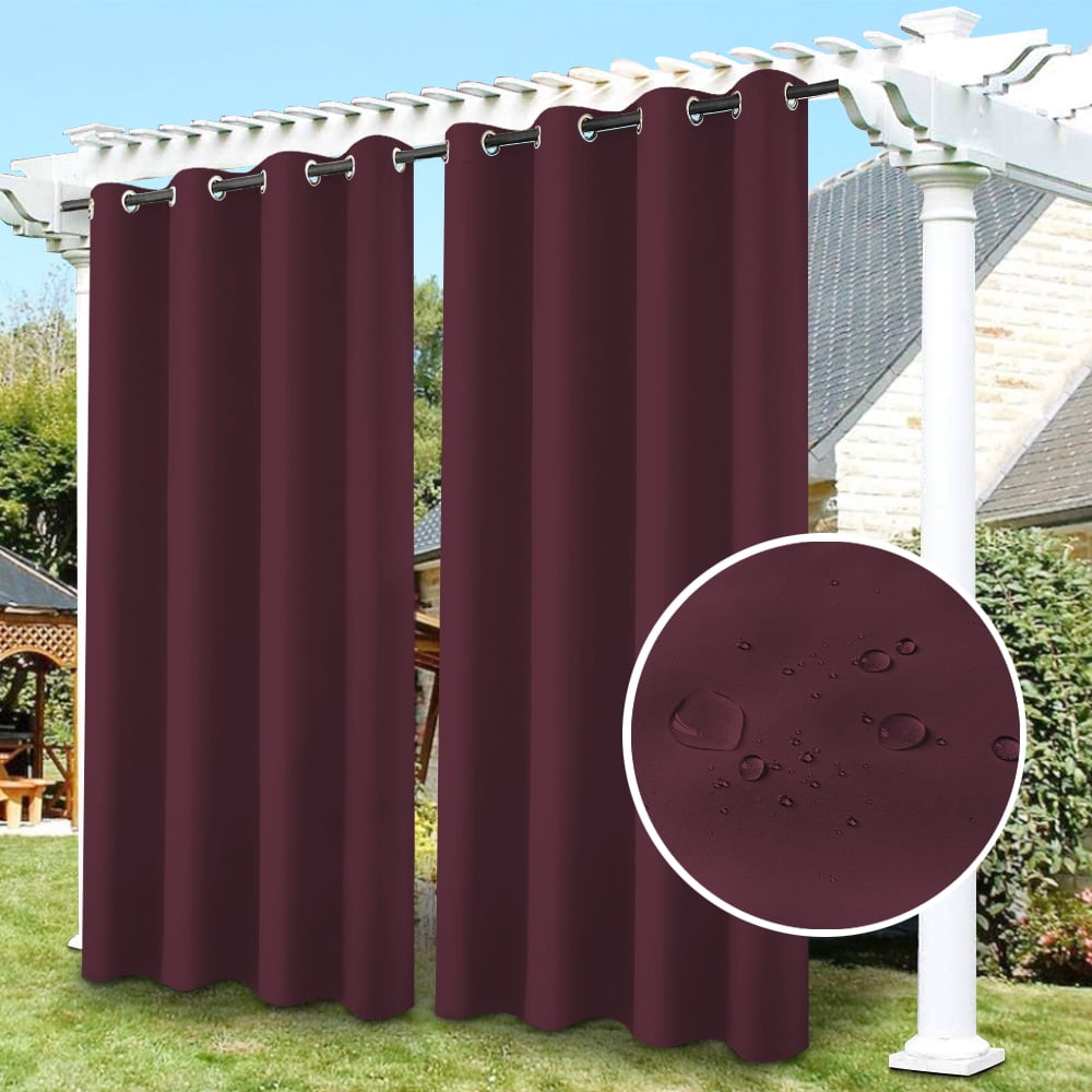 Topchances Blackout Curtains, Red, Weatherproof, UV Protectant, 52in x ...