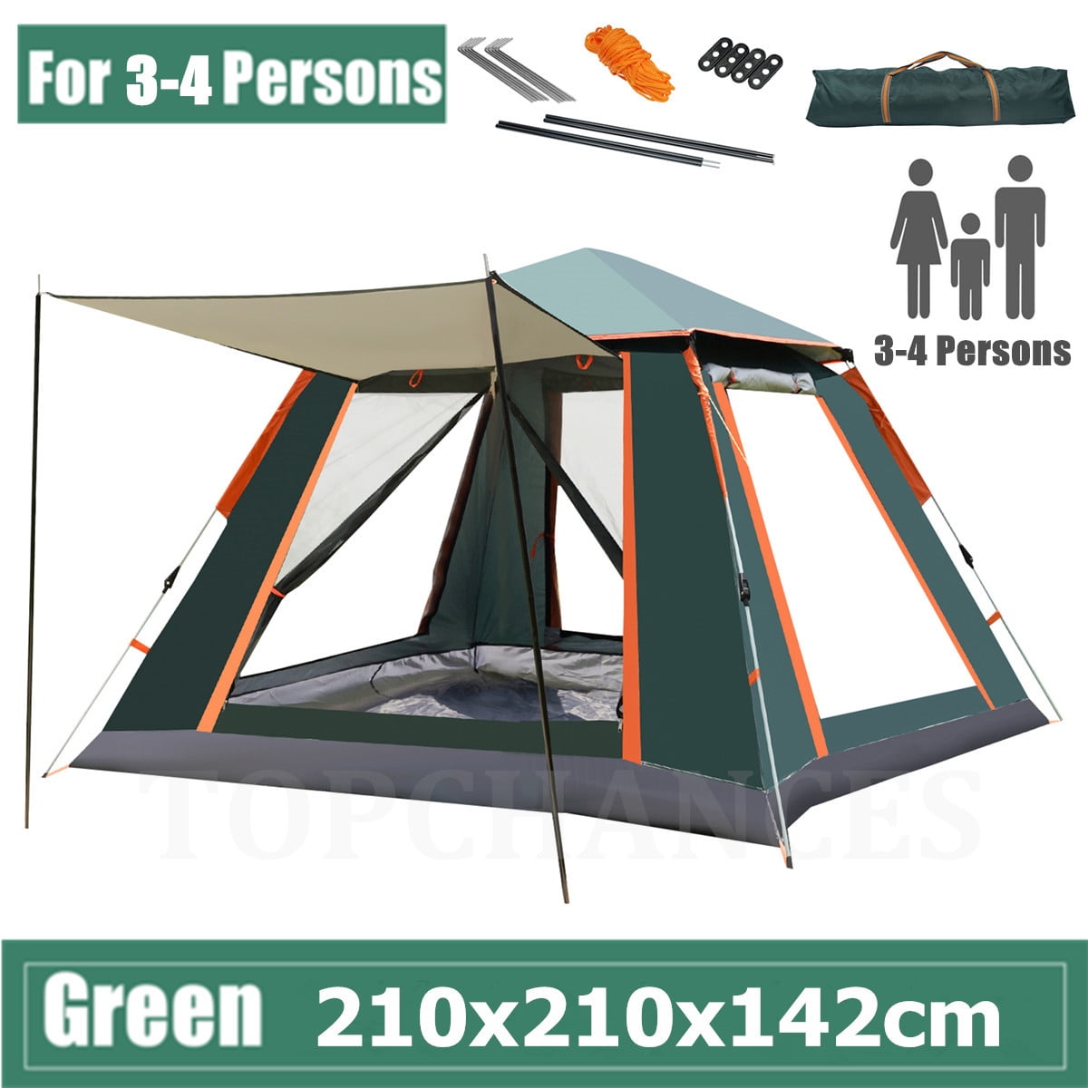 Topchances 4 Person Automatic Camping Tent with Carry Bag - Walmart.com