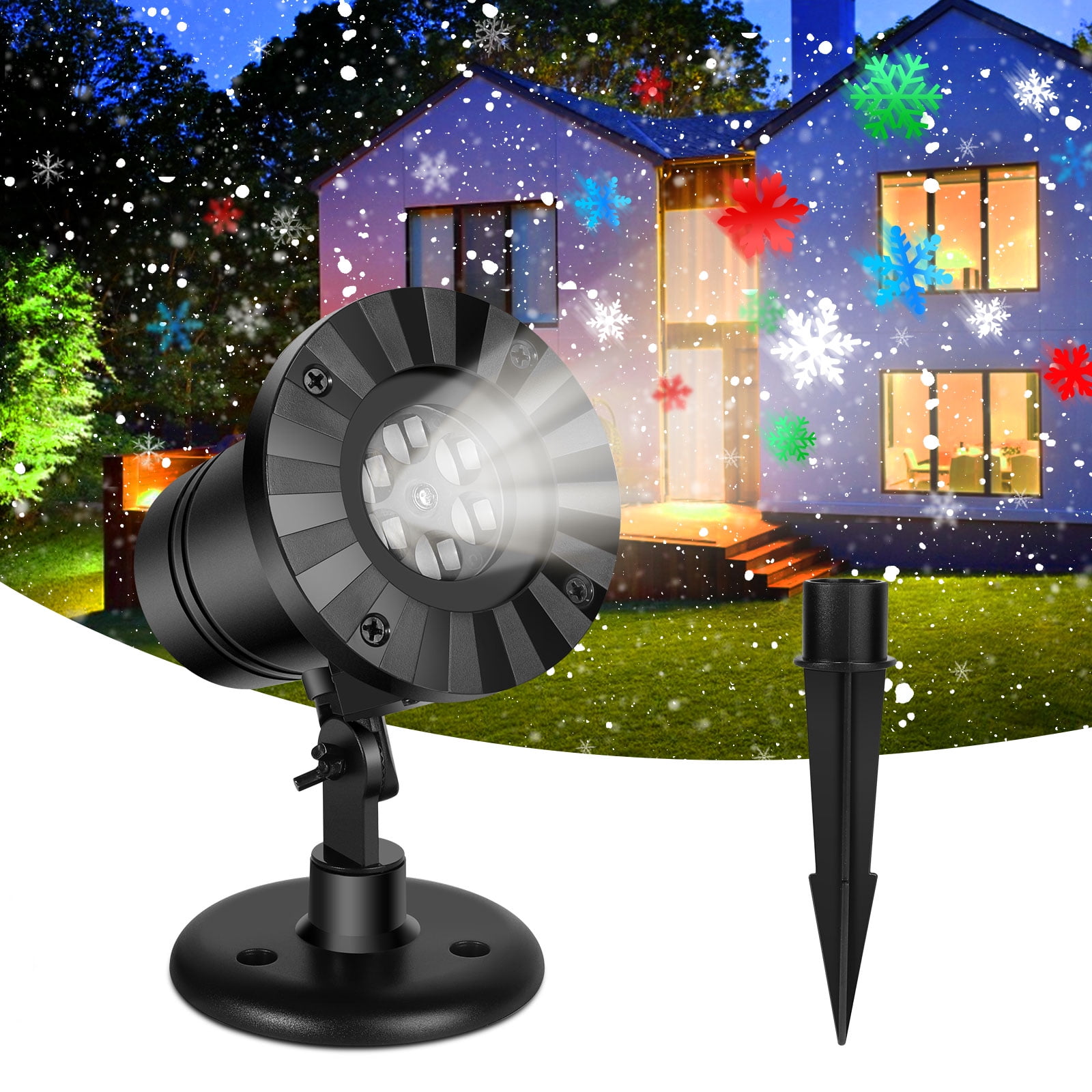 TOPCHANCES Christmas Snowflake Projector Lights Outdoor, Colorful Led ...