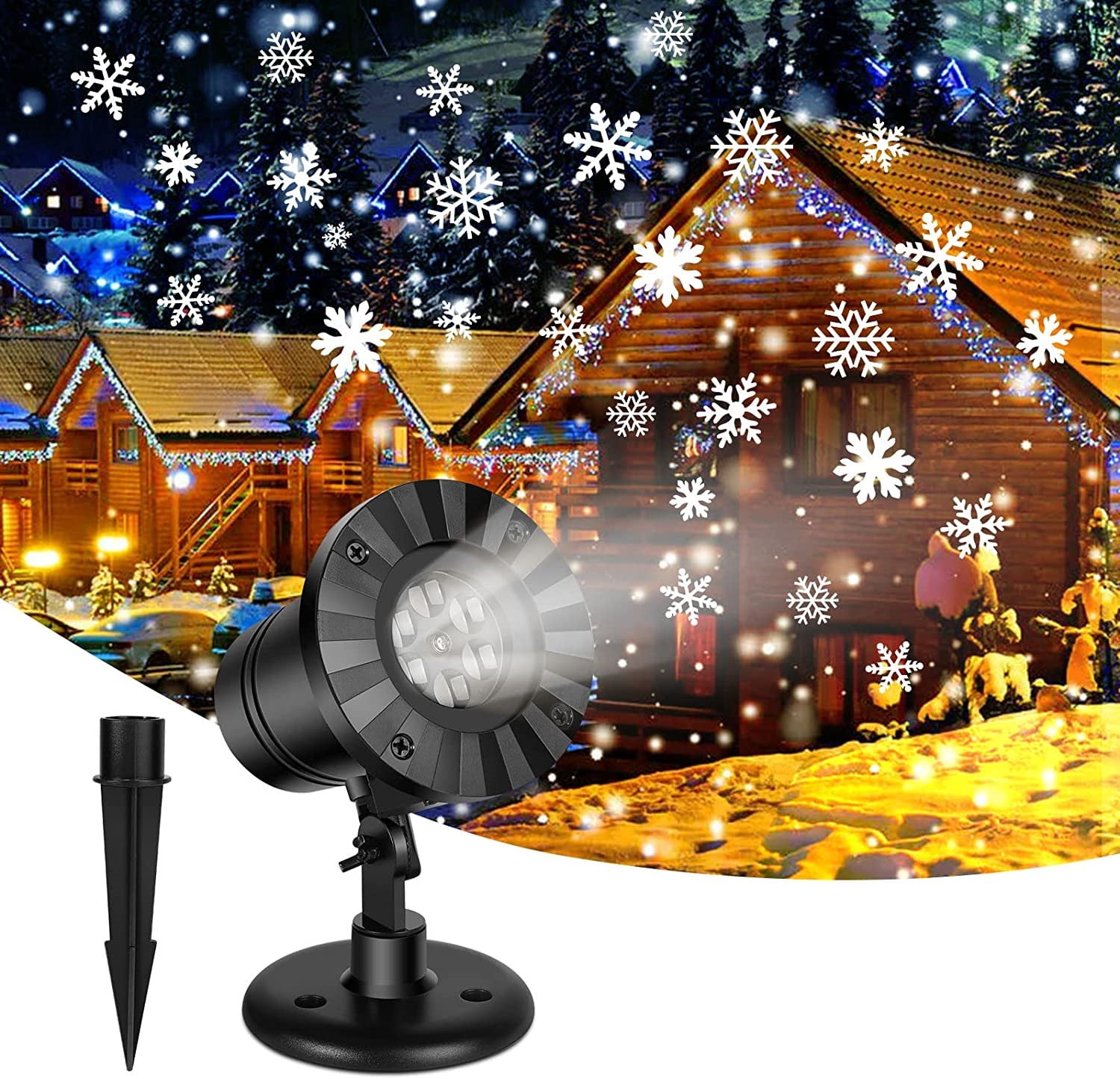 TOPCHANCES Christmas Snowflakes Projector Lights, Dynamic Snowfall ...