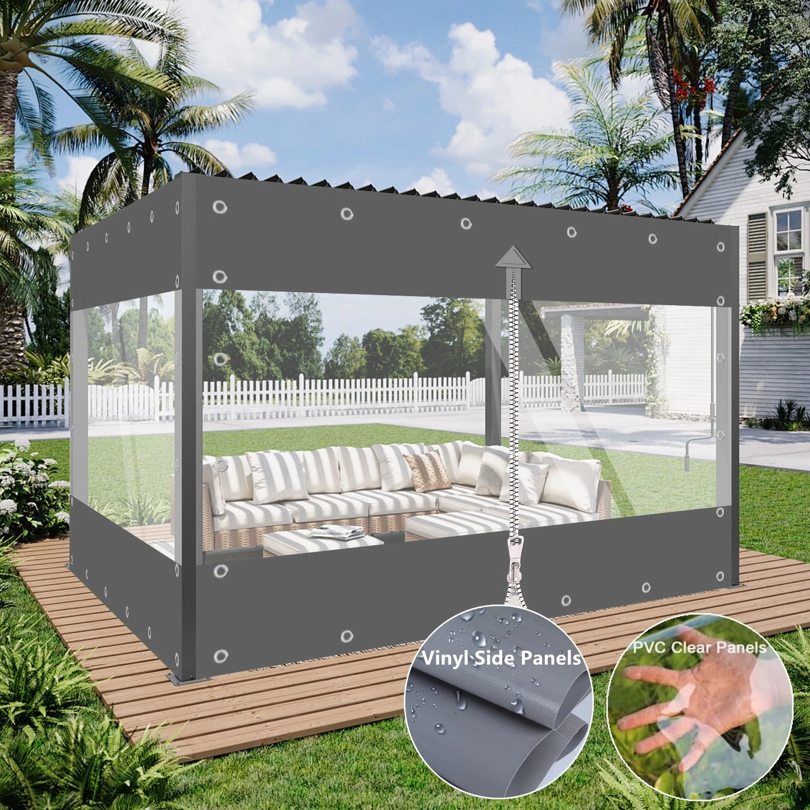 TOPCHANCES Clear Vinyl Curtains with Zipper Entry, Heavy Duty ...