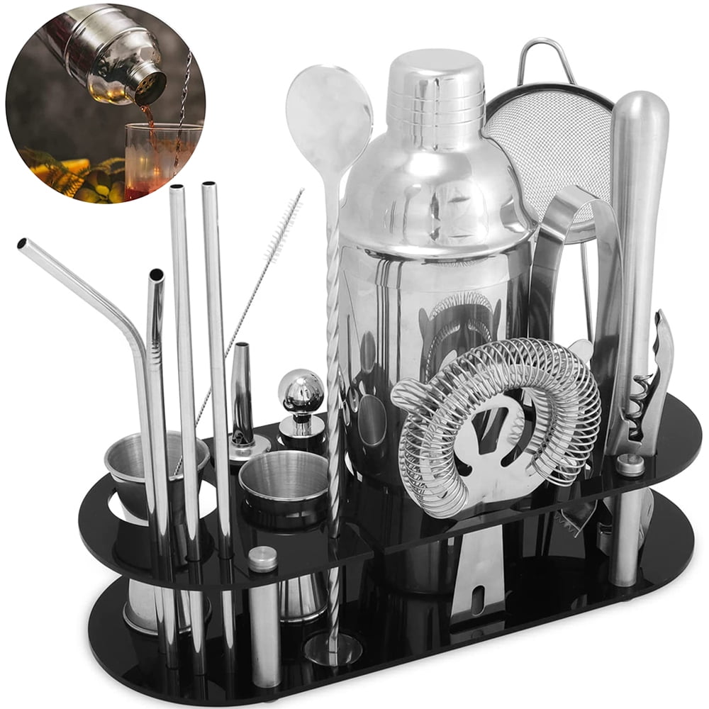 TOPCHANCES Cocktail Shaker Set, 23 Pieces Stainless Steel Bartender Kit ...
