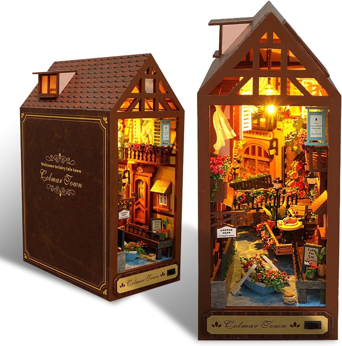 Topchances DIY Book Nook Kit, 3D Wooden Puzzle with LED Light ...
