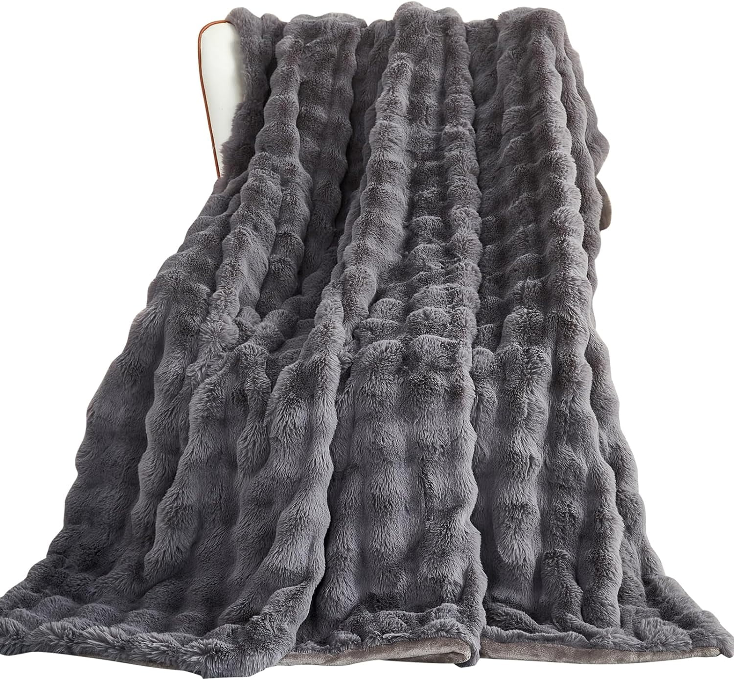 TOPCHANCES Faux Fur Throw Blankets, Soft Luxury Plush Blanket, Fleece ...