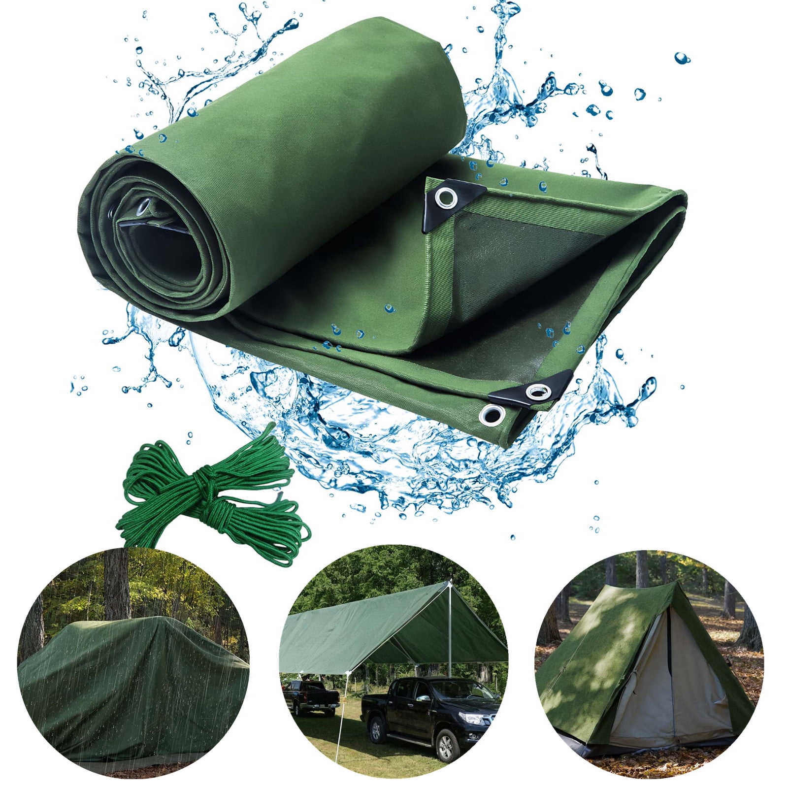 TOPCHANCES Heavy Duty Canvas Tarp Waterproof Tarp 19.4oz Canvas Tarp ...