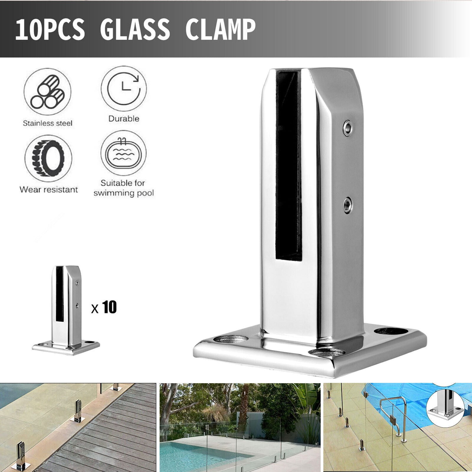 TOPCHANCES Heavy Duty Stainless Steel Glass Pool Fence Spigot ...