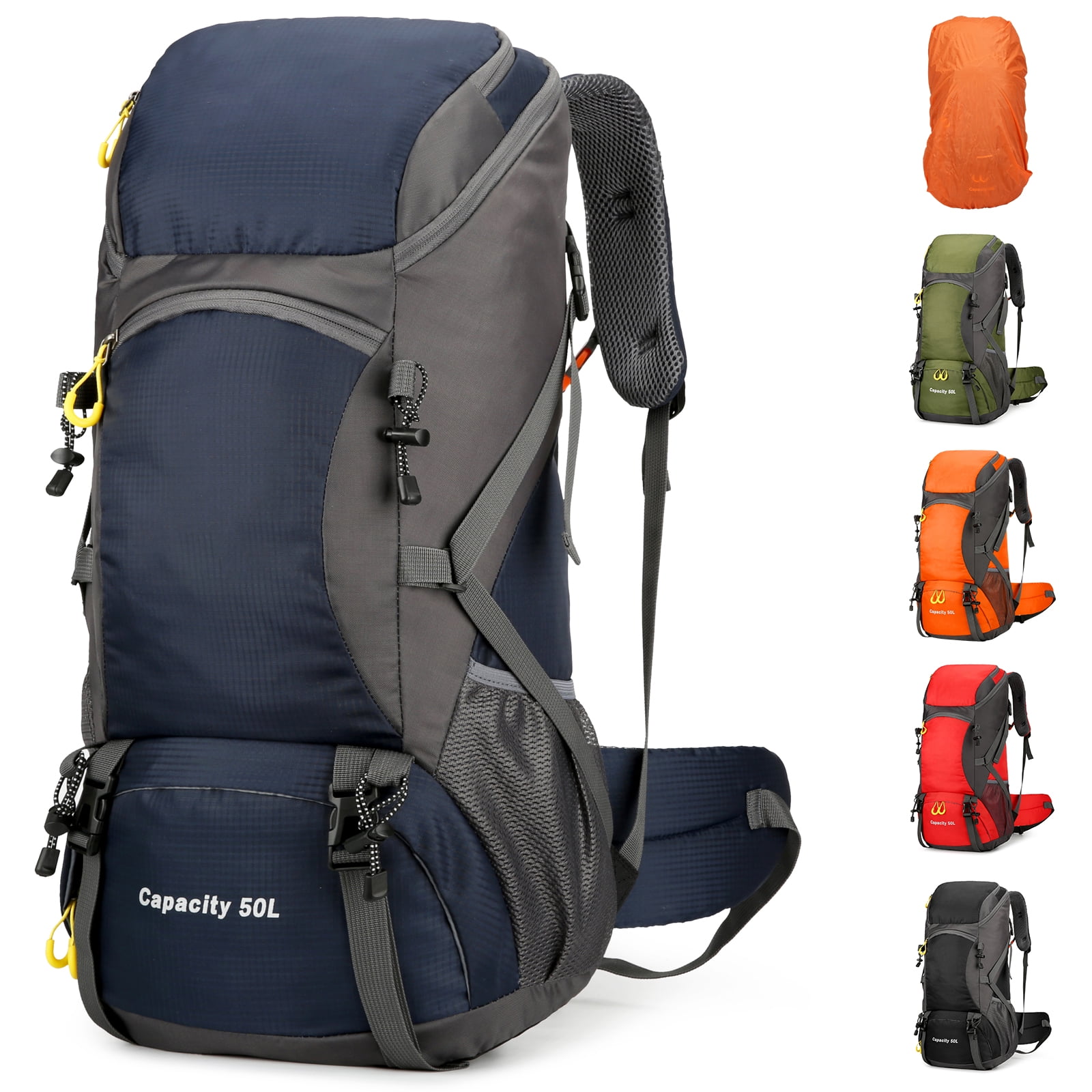 TOPCHANCES Hiking Backpack with Bag Cover 50L Waterproof Lightweight ...