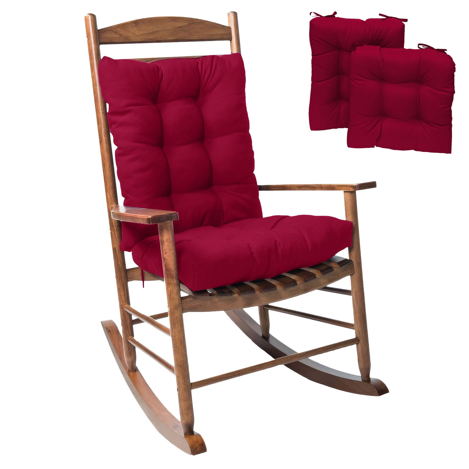 TOPCHANCES Indoor/Outdoor Rocking Chair Cushions Set, 2 Piece Tufted ...