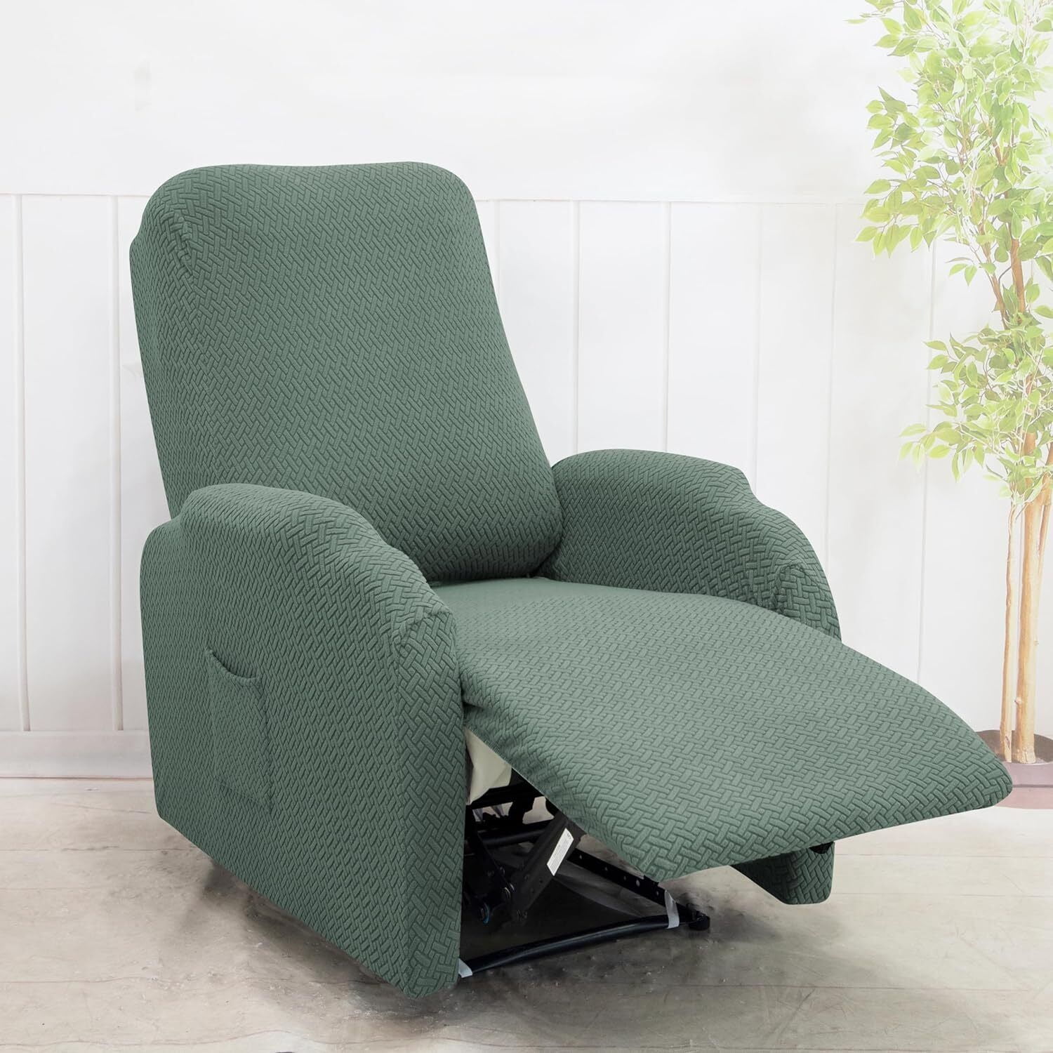 TOPCHANCES Jacquard Pattern Recliner Slipcover, 4-Pieces Stretch ...