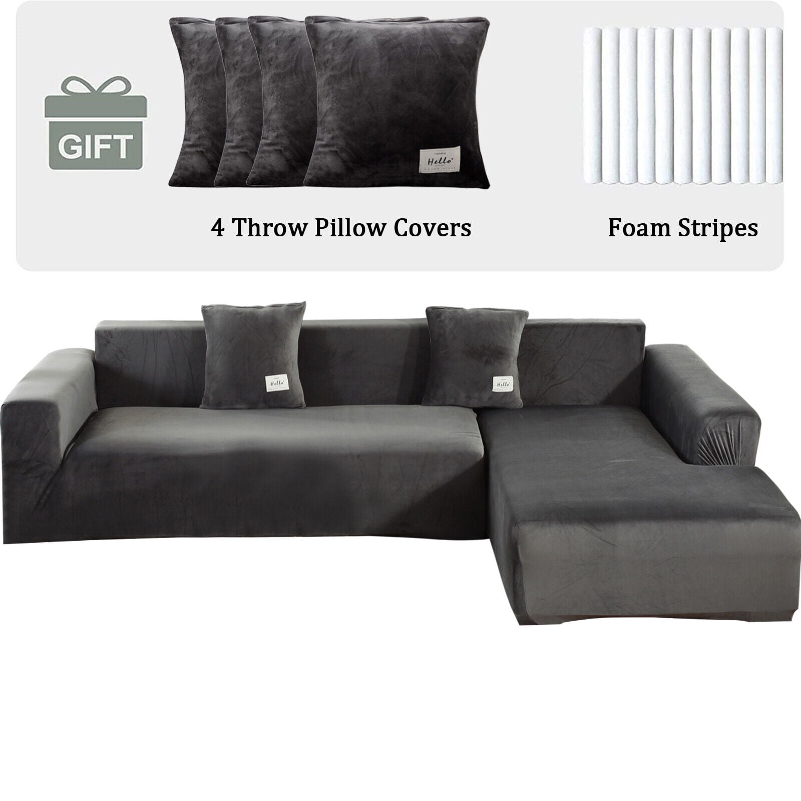 Topchances L Shape Sofa Covers Stretch 2 Piece Sectional Couch