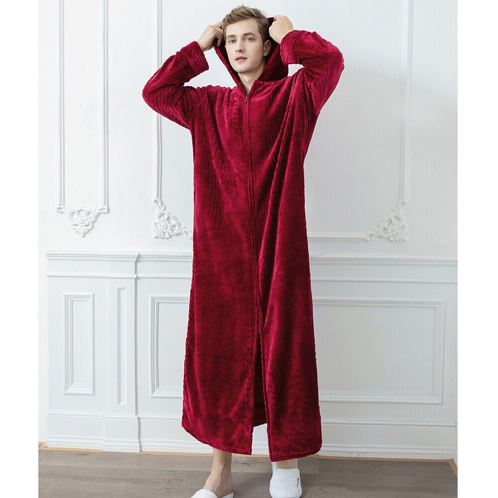 TOPCHANCES Long Hooded Robe for Men Women, Winter Flannel Thick Warm ...