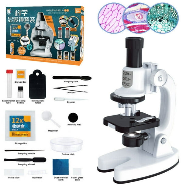 TOPCHANCES Microscope for Kids, Micorscope with 200x, 600x and 1200x ...