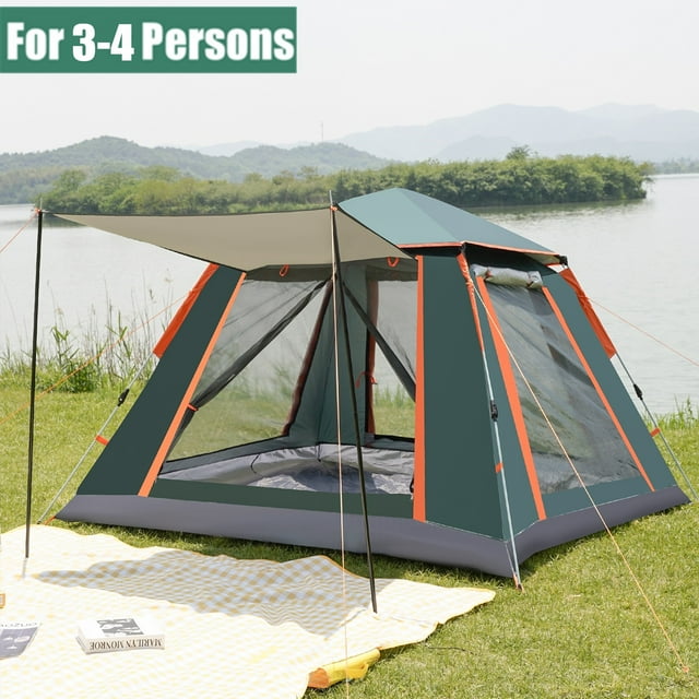 TOPCHANCES Outdoor Camping Tent for 3-4 Person, Automatic Pop-Up Tent ...