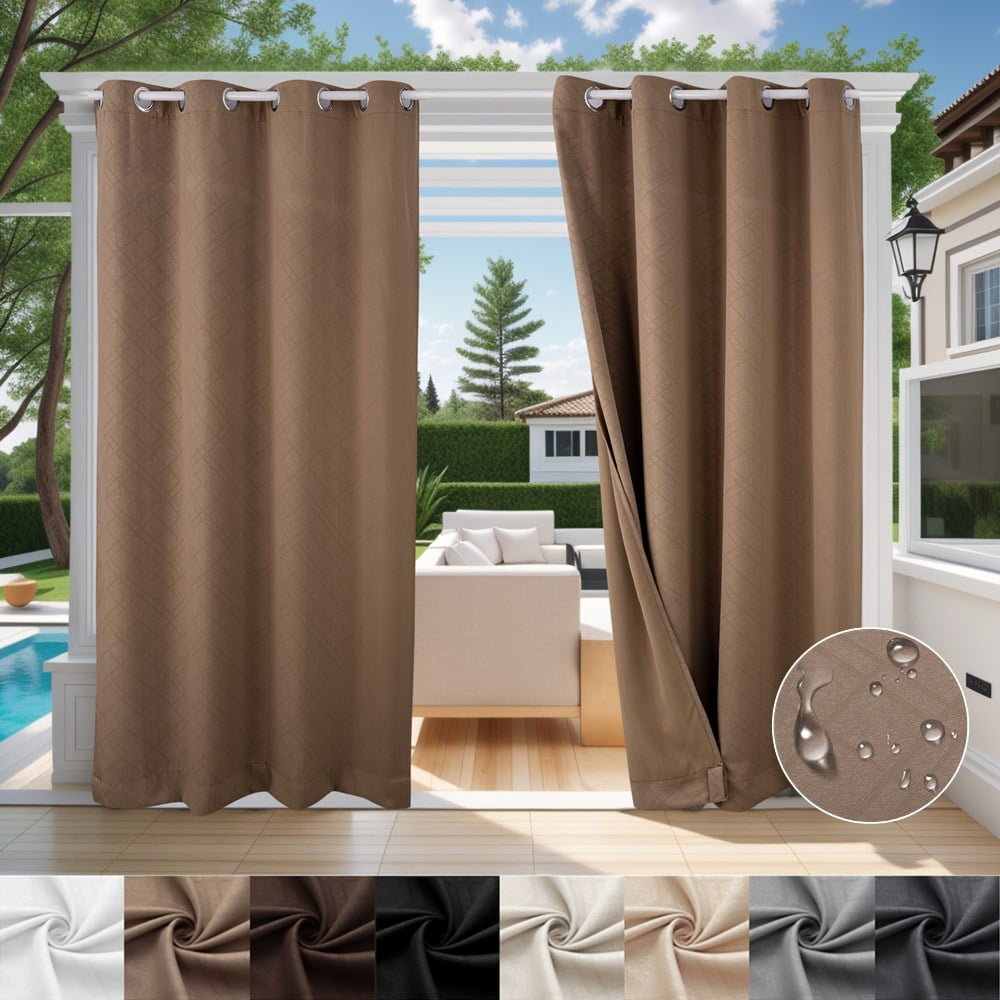 TOPCHANCES Outdoor Curtains Waterproof Windproof 3D Embossed Pattern ...