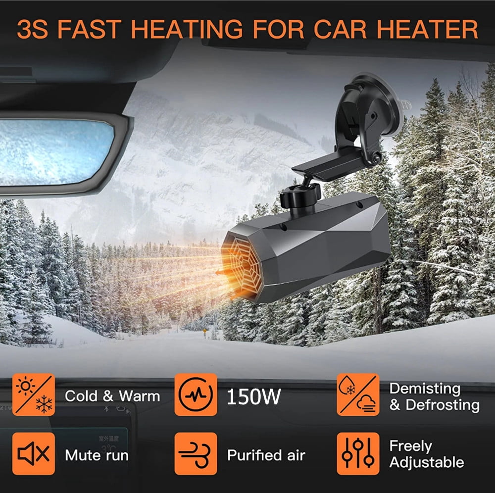 TOPCHANCES Portable Car Heater, 12V 150W Portable Electric Heating Fan ...