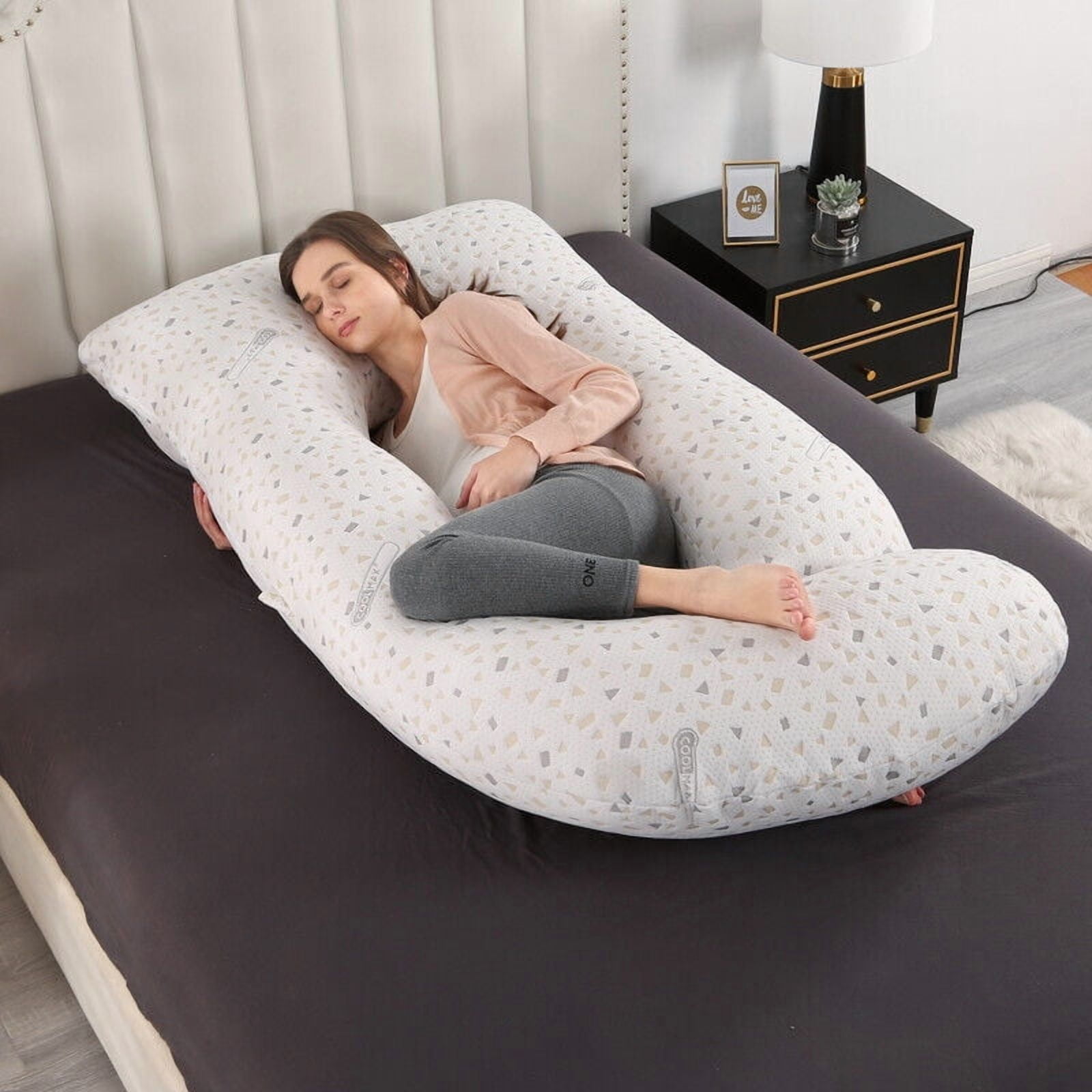 TOPCHANCES Pregnancy Pillow, J-Shape Full Body Maternity Pillow for ...