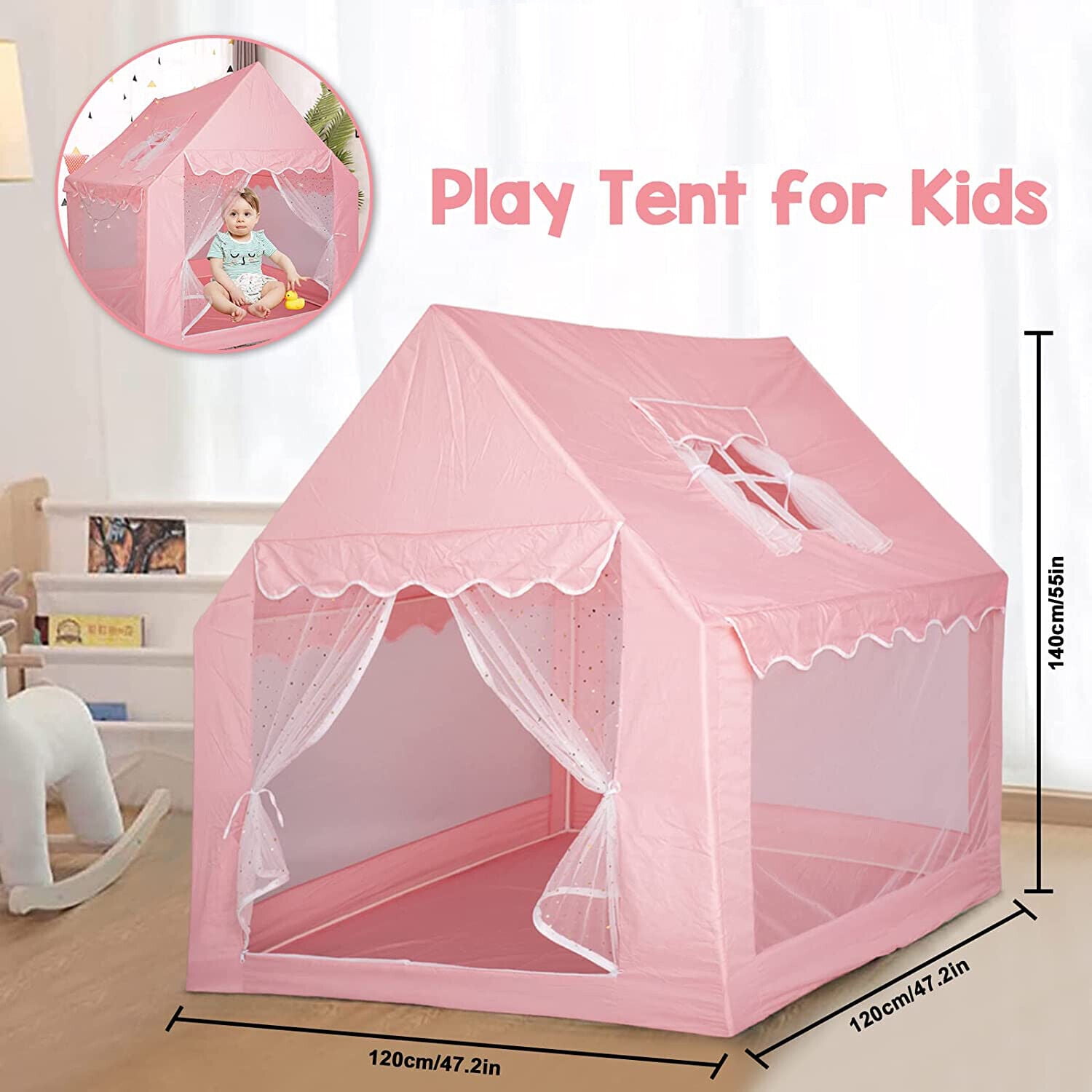 Topchances Castle Play Tents for Kids, Polyester Taffeta Pink - Walmart.com