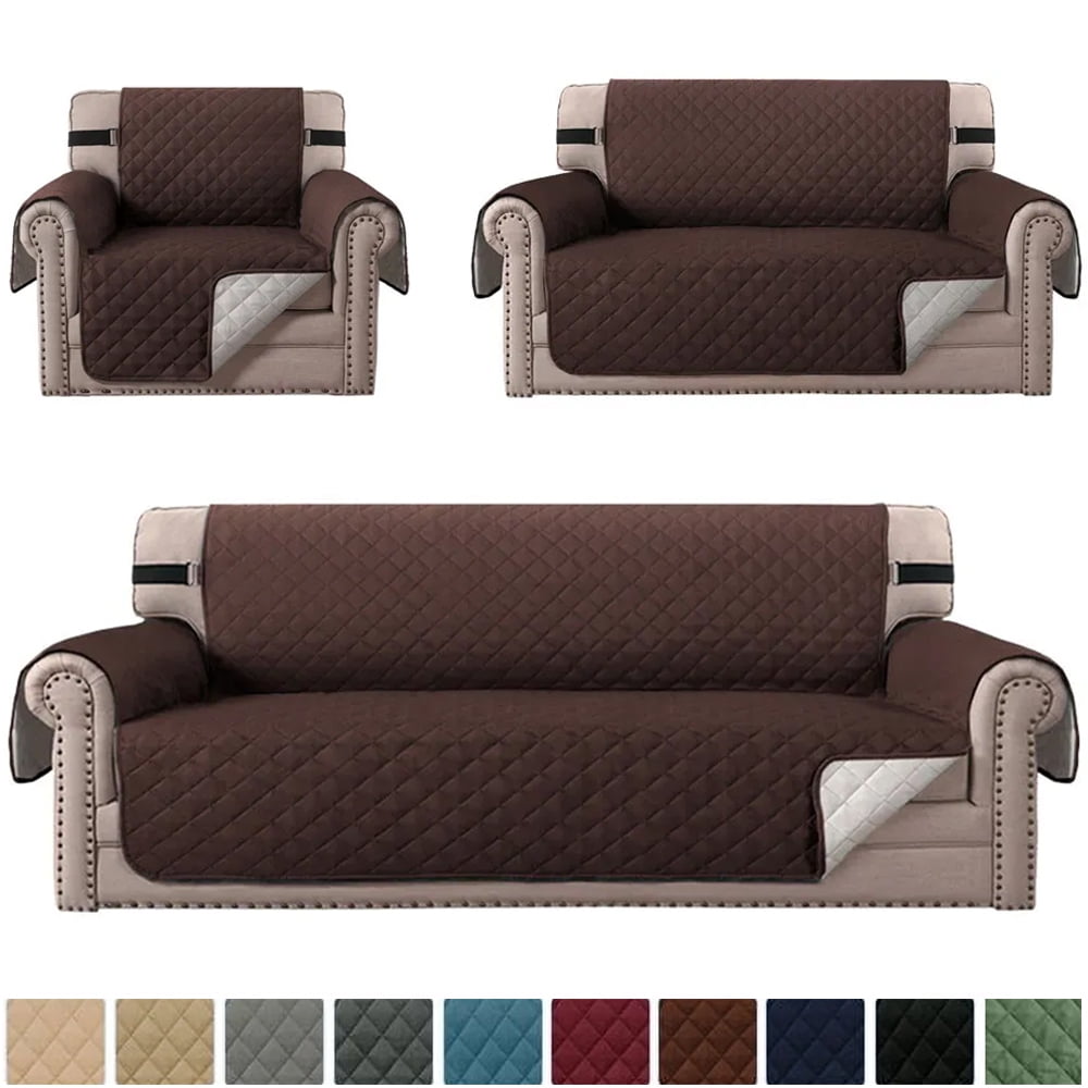TOPCHANCES Reversible Sofa Cover, Waterproof Quilted Couch Cover Non ...
