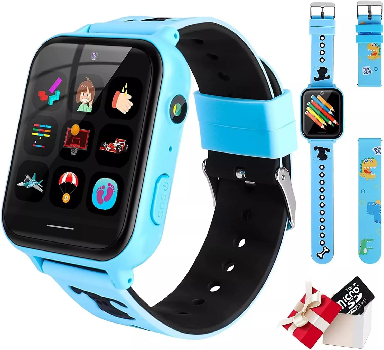 Topchances Kids Smartwatch 1.44mm Blue Plastic Case with Blue Cartoon ...
