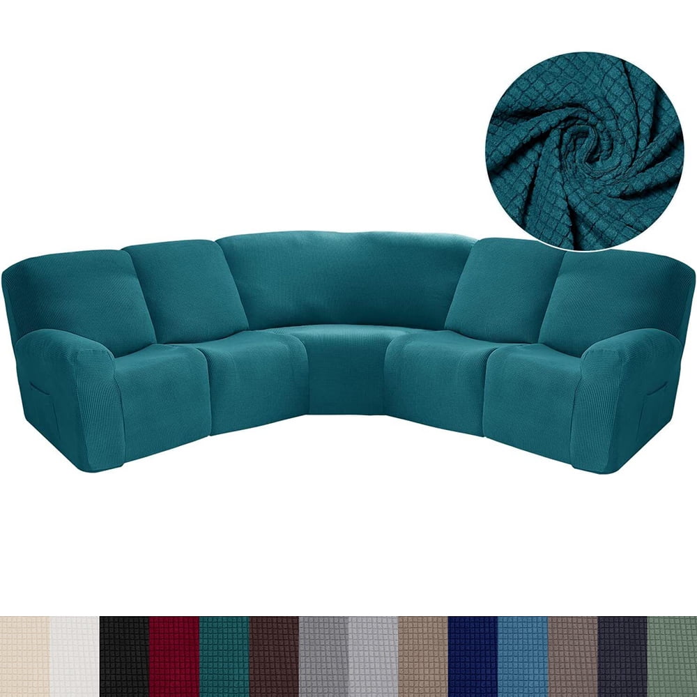 TOPCHANCES 5 Seat Recliner Sofa Slipcover, 7-Piece Jacquard Couch ...