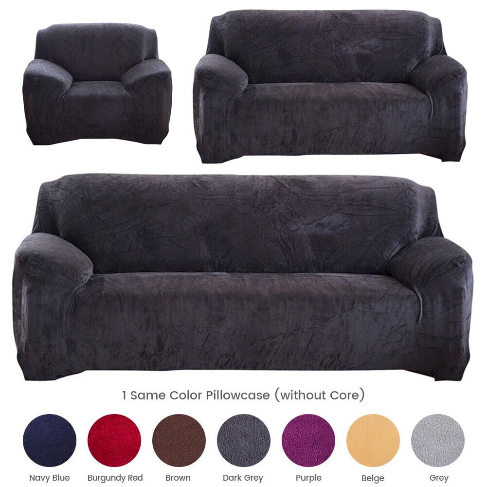 TOPCHANCES Thicken Velvet Sofa Covers, Stretch Plush Couch Covers for 1 ...