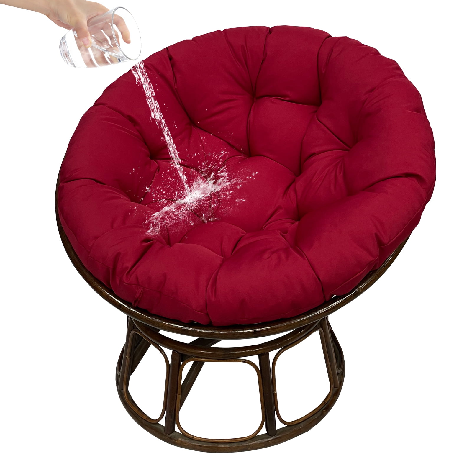 TOPCHANCES Waterproof Papasan Chair Cushion Only, 47 inch Tuffed Round ...