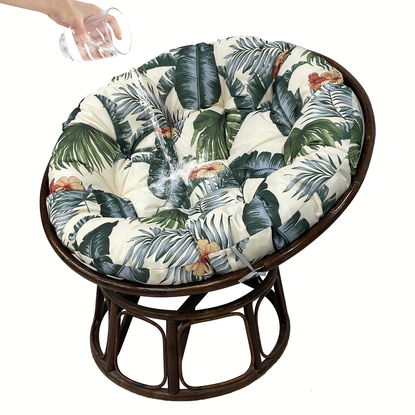 TOPCHANCES Waterproof Papasan Chair Cushion Only, 51 inch Tuffed Round ...