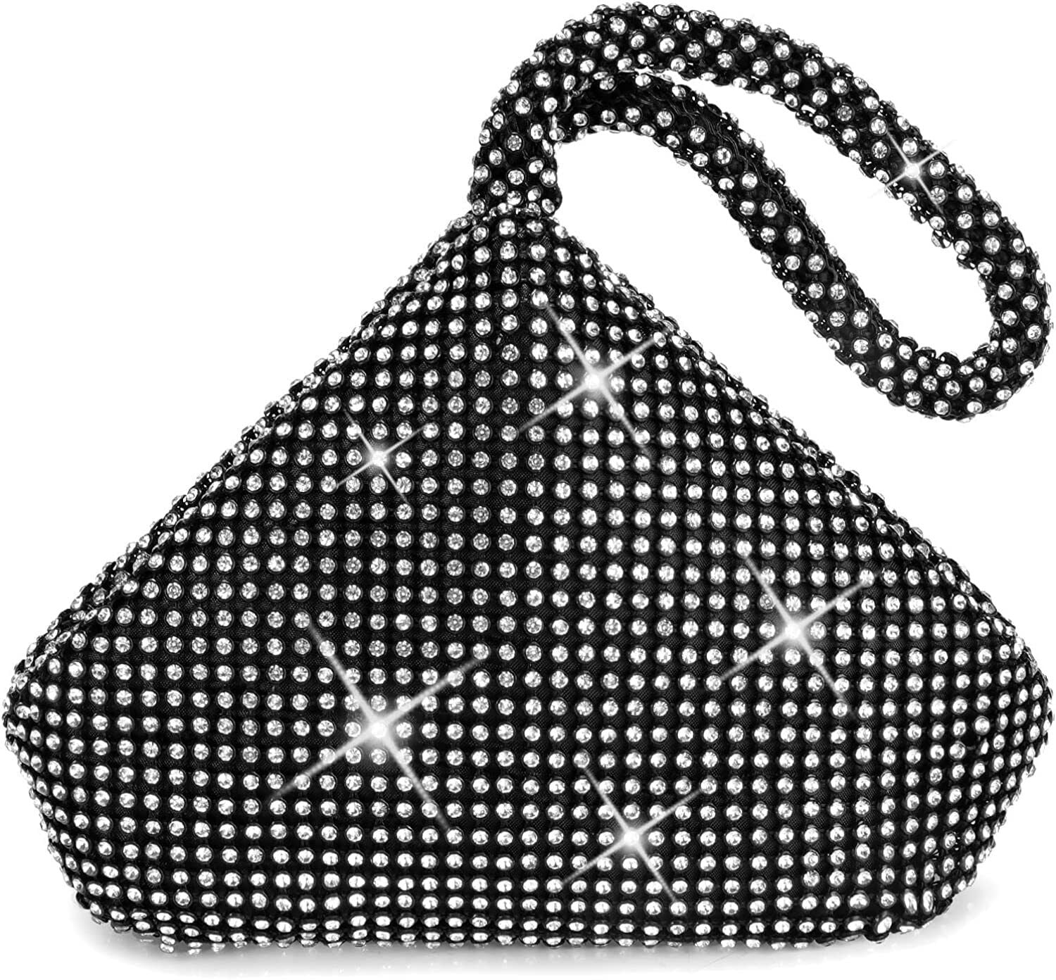 TOPCHANCES Bridal Crystal Satin Evening Bag, Women's Sparkly Rhinestone ...
