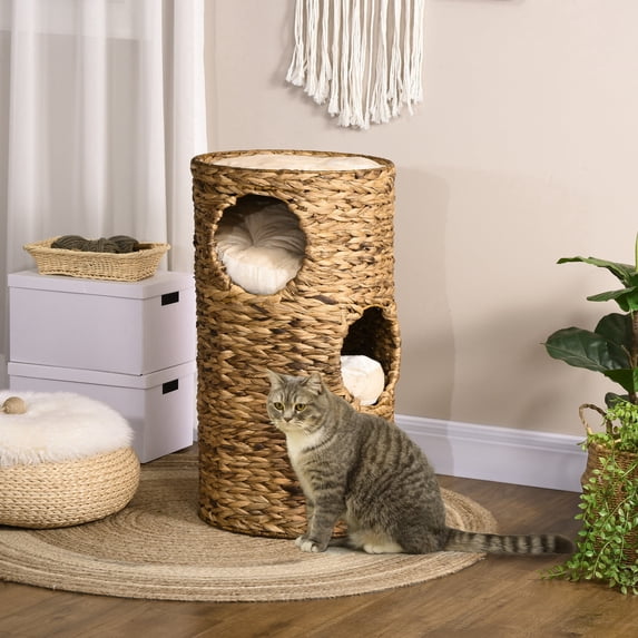 TopComfy Elevated Cat Bed Tower with Three Hideaways Four Plush ...