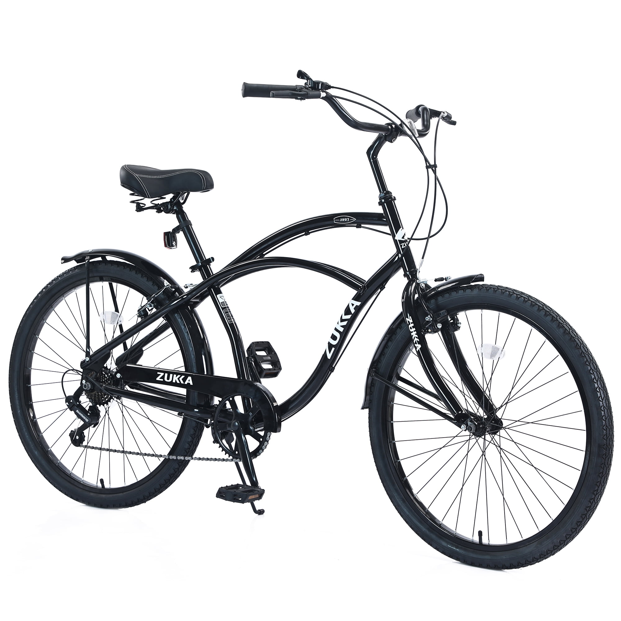 TOPCOMFY Men's 26 Inch Beach Cruiser Bicycle 7 Speed Steel Frame ...