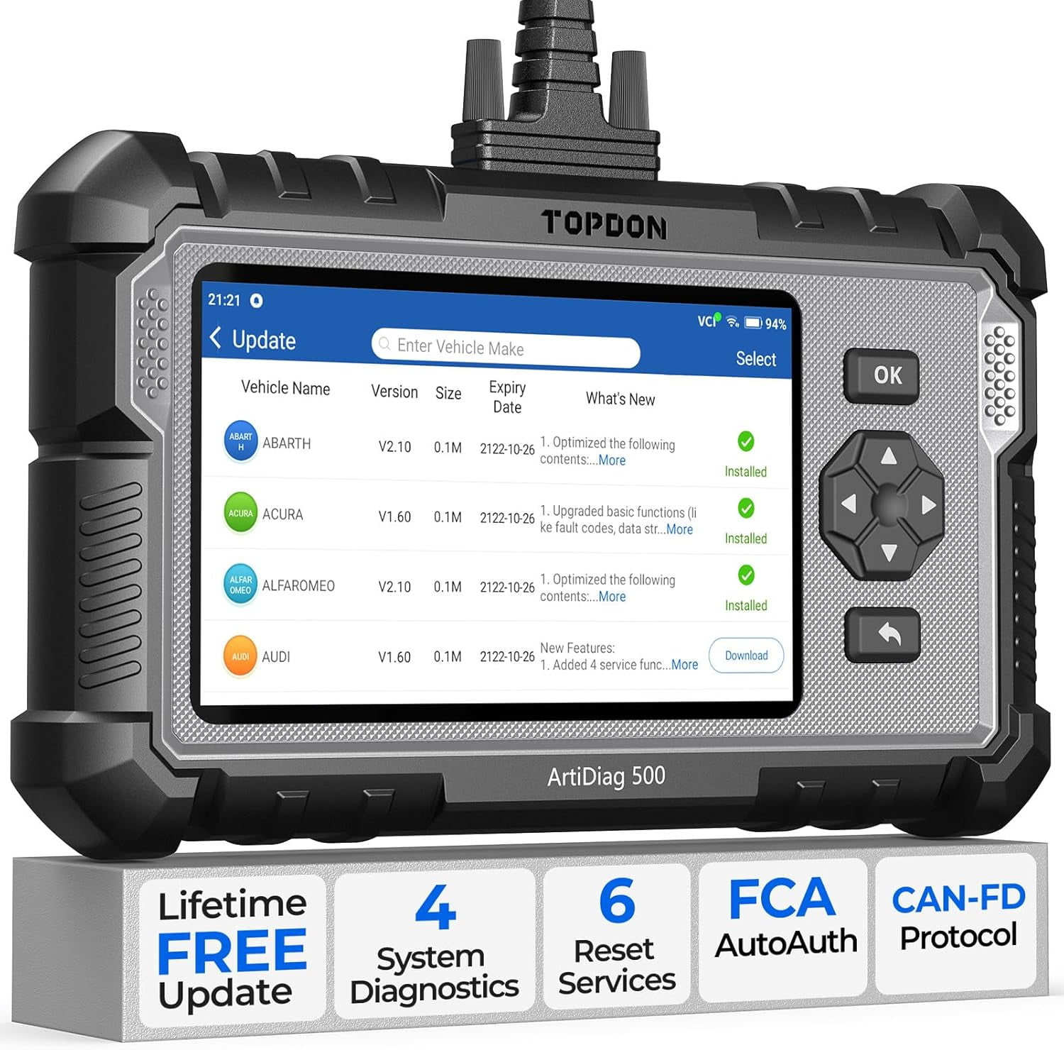 TOPDON AD500 OBD2 Scanner Car Code Reader Scan Tool, Engine ABS SRS ...