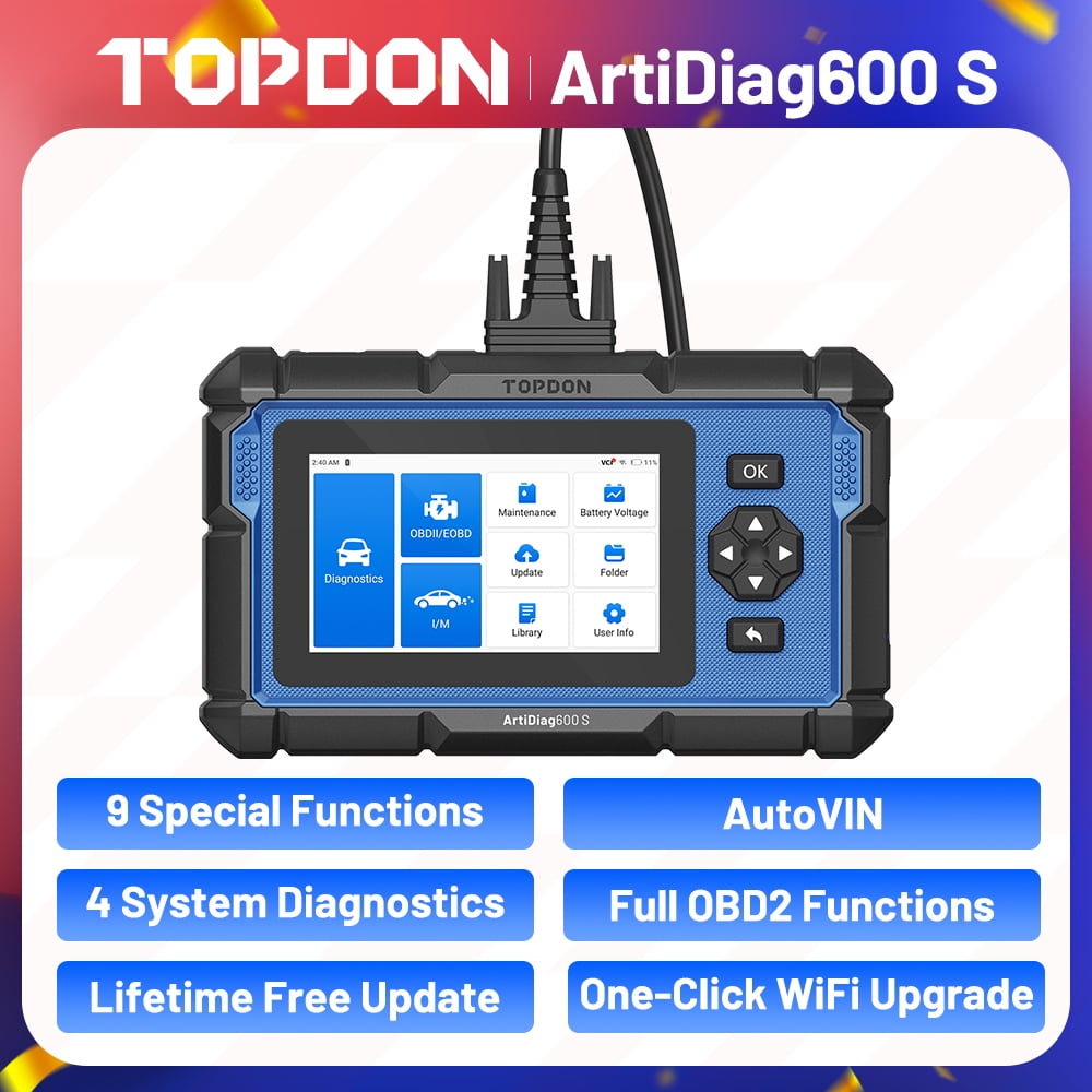 TOPDON ArtiDiag600S OBD2 Scanner Car Diagnostic Tool Automotive ABS SRS ...