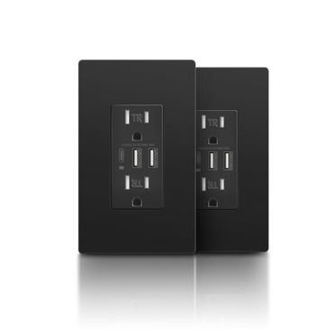 TOPELER Black USB Wall Outlet, 20A Duplex Tamper-Resistant Receptacles ...