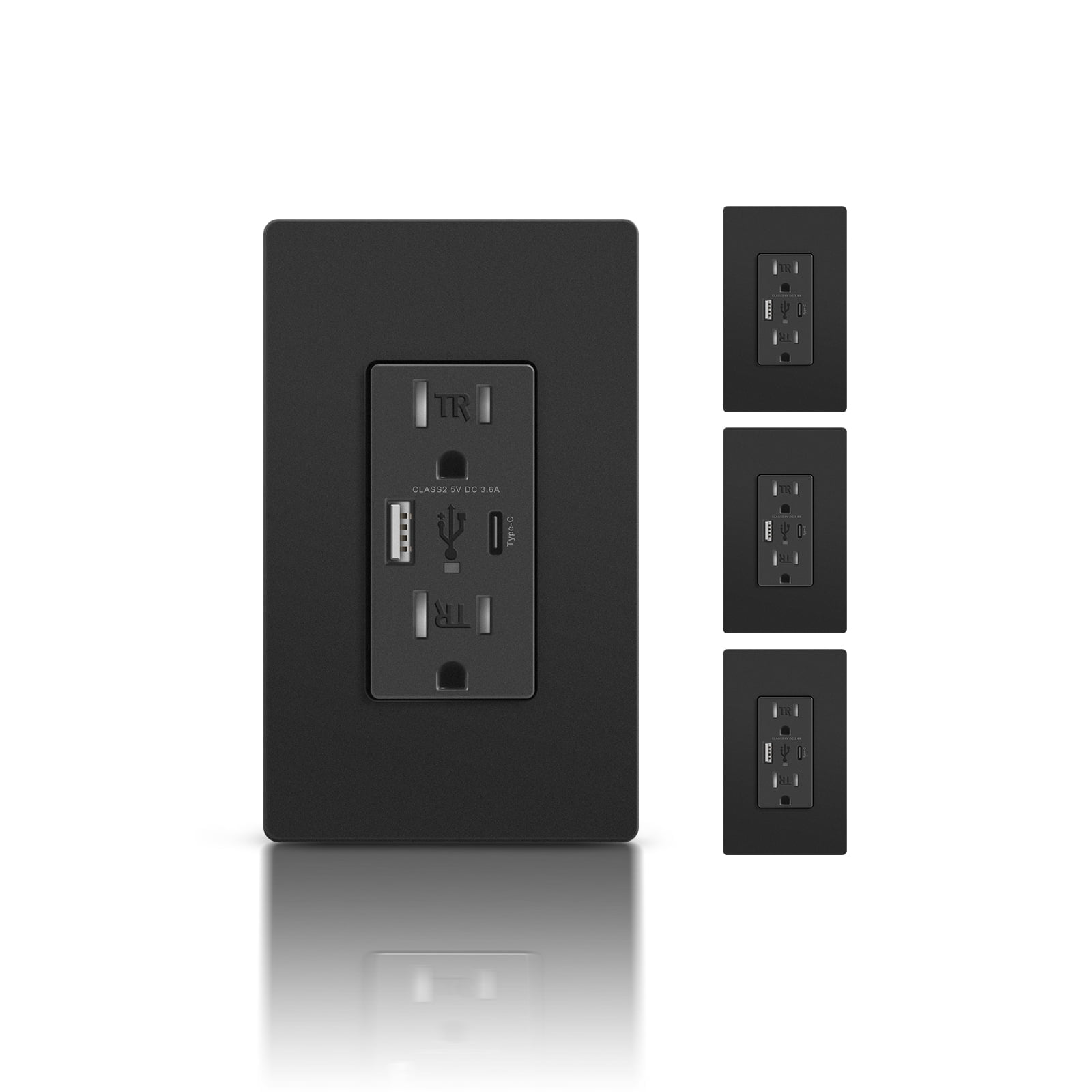 TOPELER Charger Wall Outlet, USB Receptacle with Type A & Type C USB ...