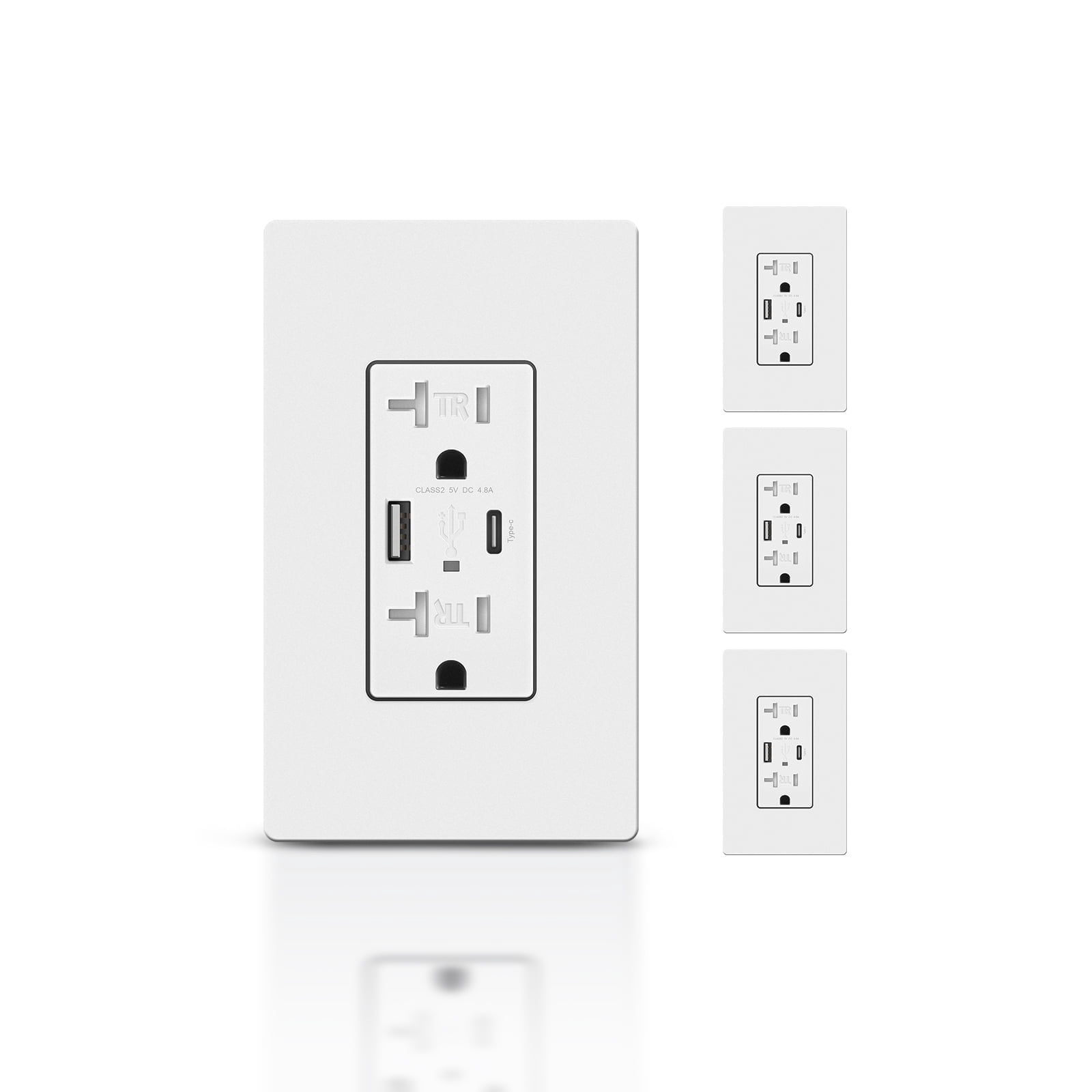 TOPELER Charger Wall Outlet, USB Receptacle with Type A & Type C USB ...