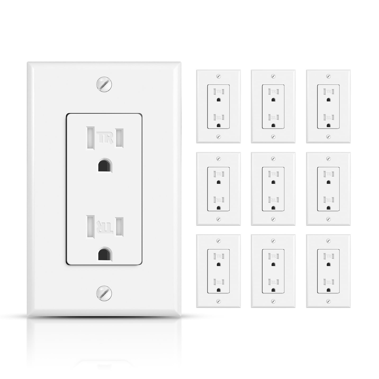TOPELER Decorator Receptacle, 15A Duplex Tamper Resistant Electrical ...