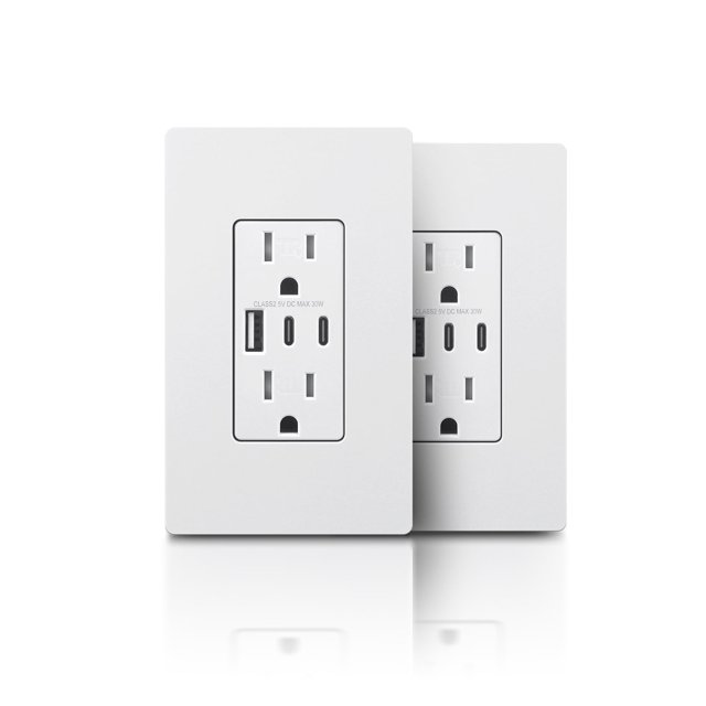 TOPELER EWU162C1A, 3-Port Wall USB Outlet Receptacle, 30W 6.0A ...