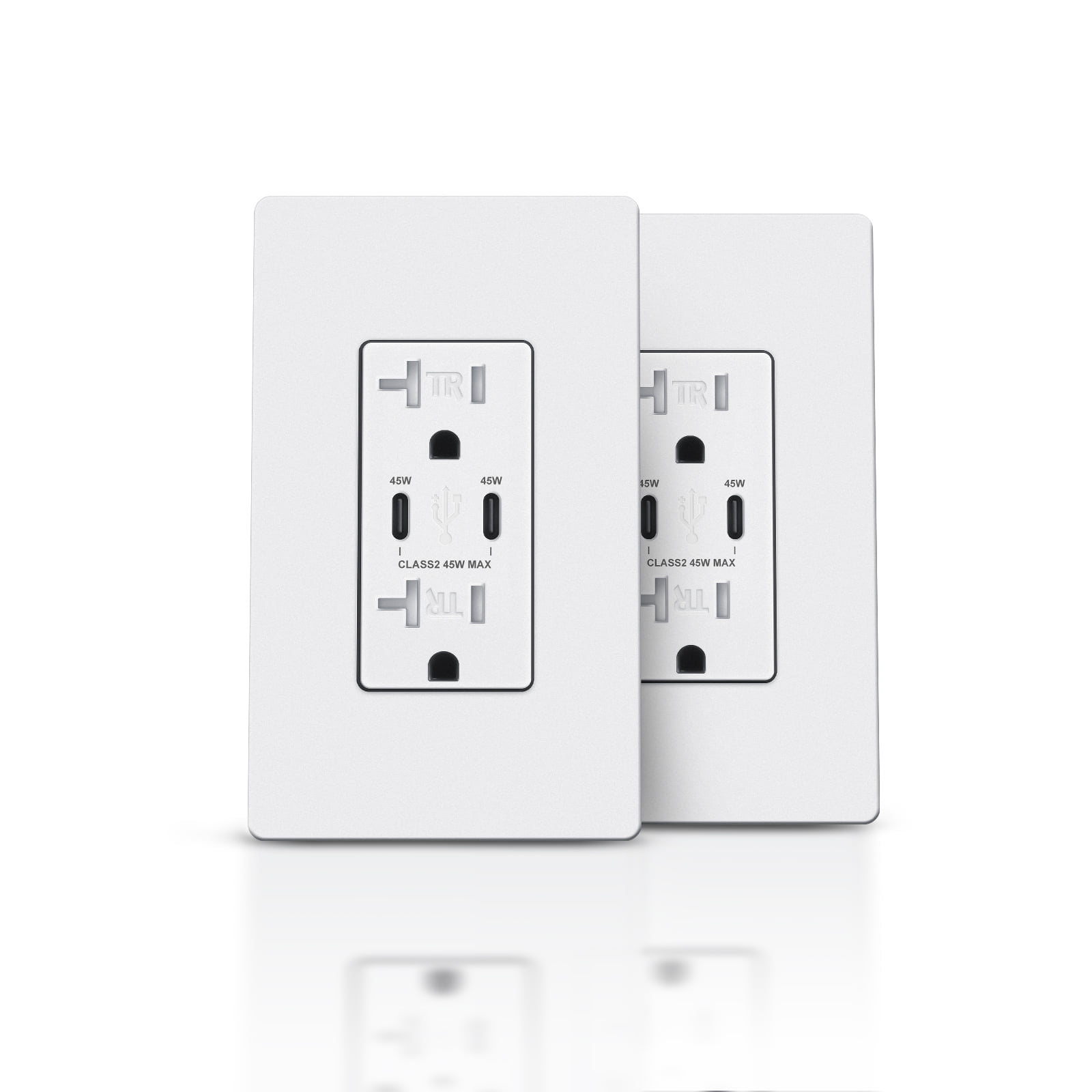 TOPELER PD USB Wall Outlet, 45w Fast Speed 2 Type-C Ports Charger ...