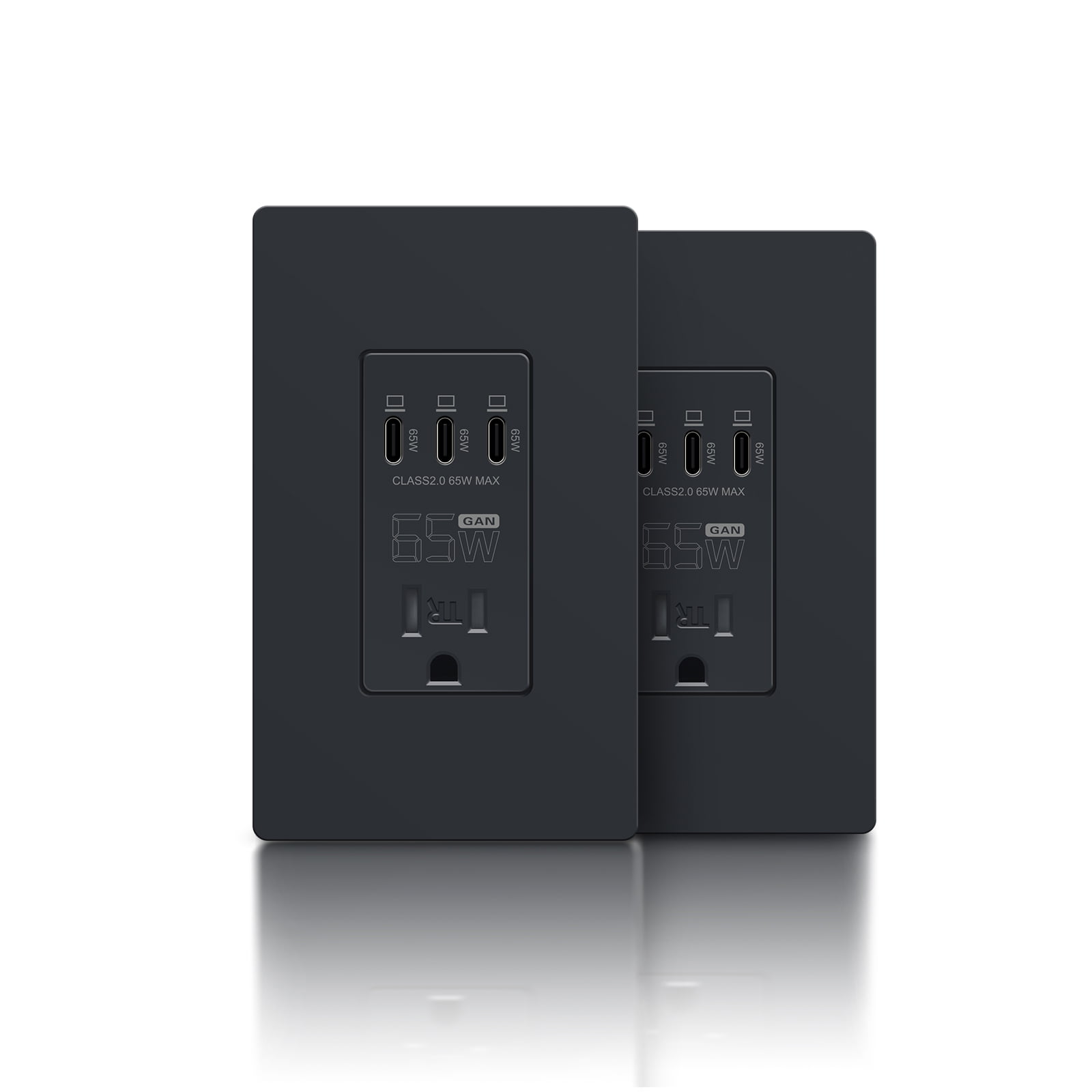 TOPELER PD USB Wall Outlet, 65w GaN High-Speed 3 Type-C Ports Charger ...