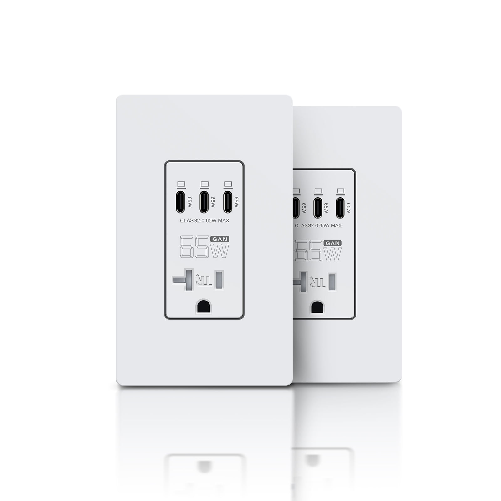 TOPELER PD USB Wall Outlet, 65w GaN High-Speed 3 Type-C Ports Charger ...
