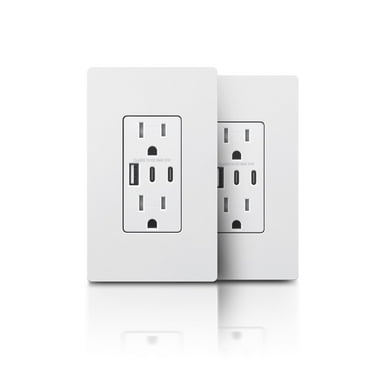 Leviton R02-T5632-0BW 15 Amp White USB & Receptacle Combination Outlet ...