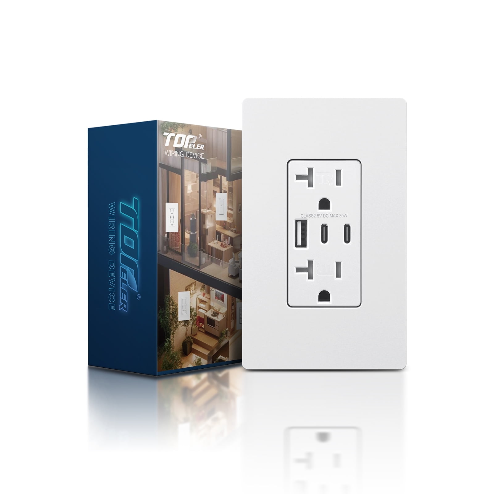 TOPELER Wall Outlet with 3 USB Port, 6.0A High Speed Charging ...