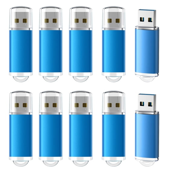 Topesel 10 Pack 8GB USB 2.0 Flash Drives Blue Data Storage Transfer ...