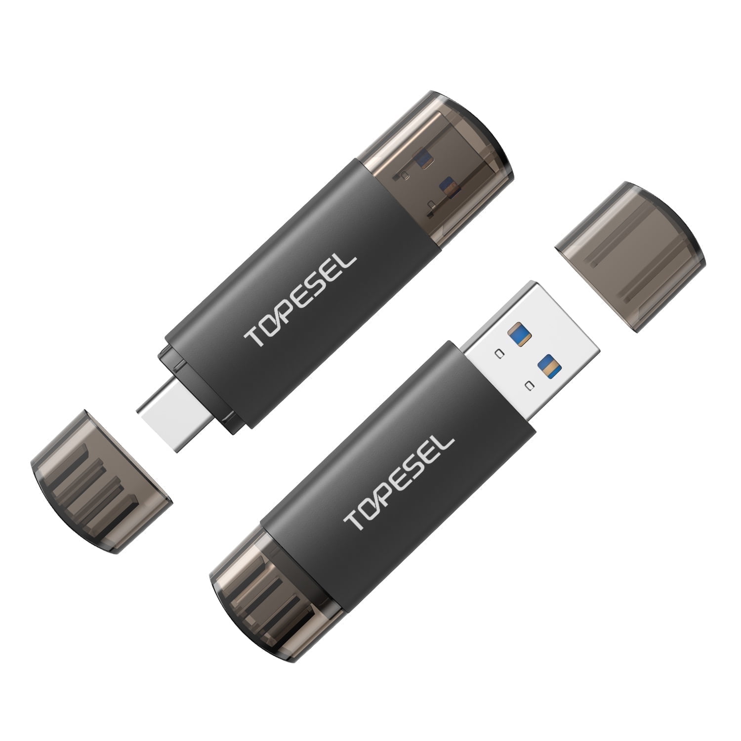 Topesel USB 3.0 Flash Drive 64GB, Type-C OTG, Dual USB Storage for Android and Computers ...