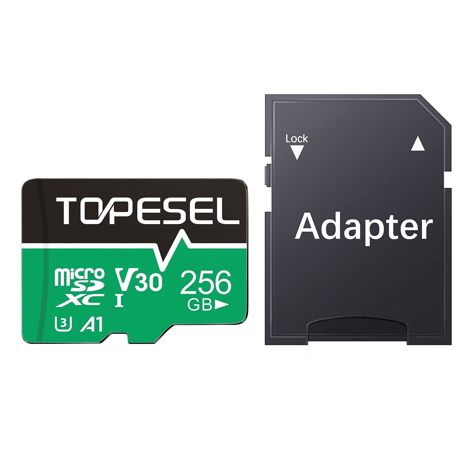 TOPESEL 256GB SD Card with Adapter Class 10 U3 UHS-1 SDXC TF Card High ...