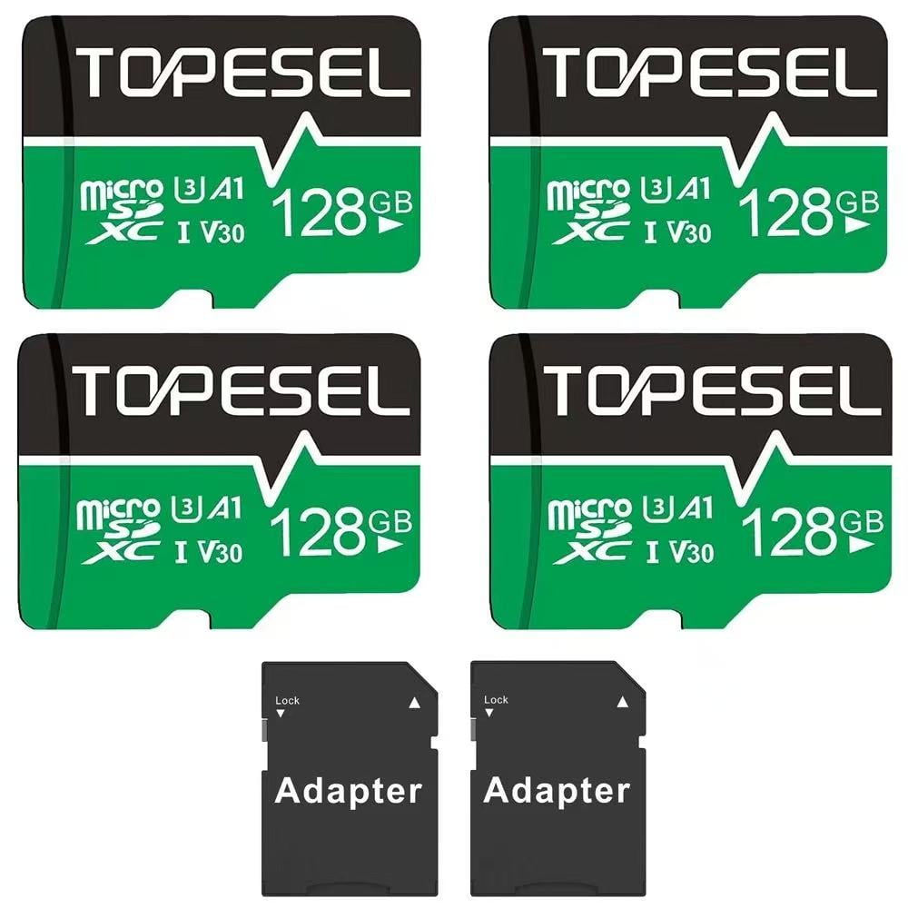 TOPESEL 128GB Micro SD Card Pack of 4, V30 A1 U3 Class 10, Drone & Game ...