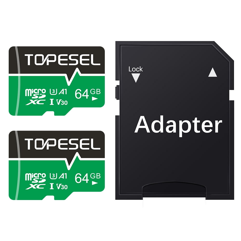 TOPESEL 64GB Micro SD Card 2 Pack Memory Cards U3 V30 Micro SDXC UHS-I ...